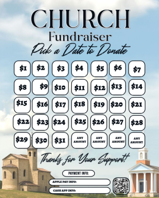 Church Fundraiser Donation Chart | Pick a Date to Donate Template ...