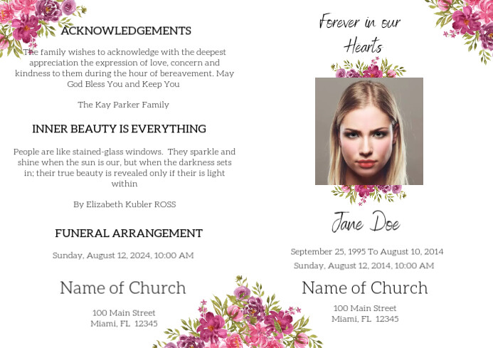 Copy of Church Funeral Program | PosterMyWall