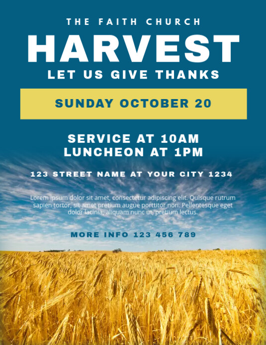Church Harvest Service Luncheon Template | PosterMyWall