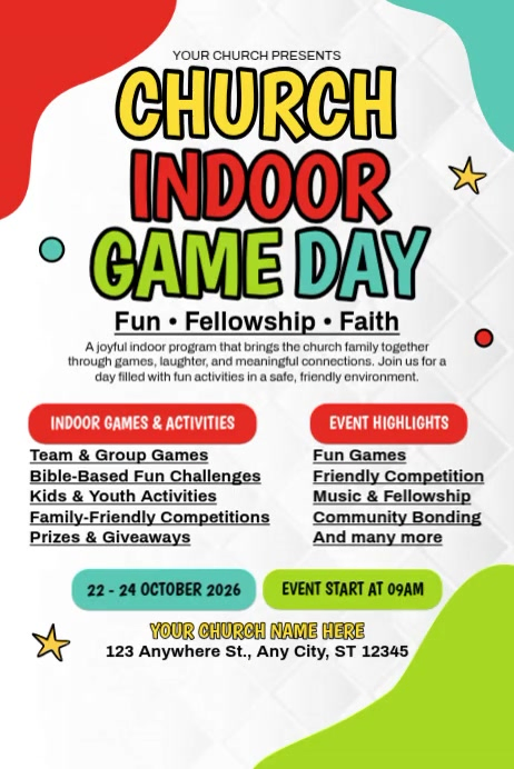 Church Indoor Game Day Template | PosterMyWall