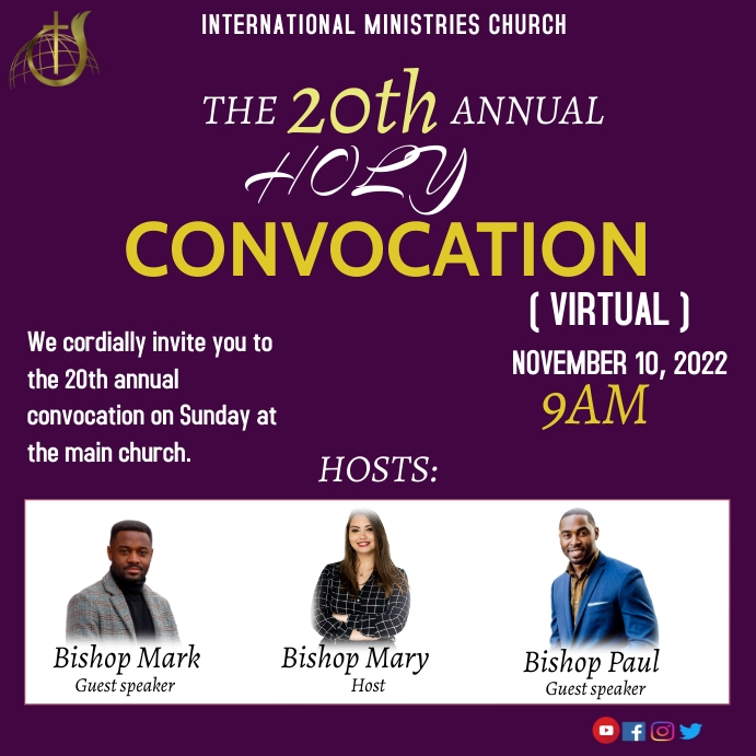 Holy Convocation Instagram Poster Template | PosterMyWall