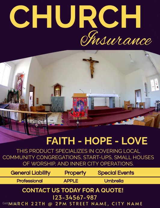 CHURCH Insurance FLYER , Church Insurance sol Template | PosterMyWall