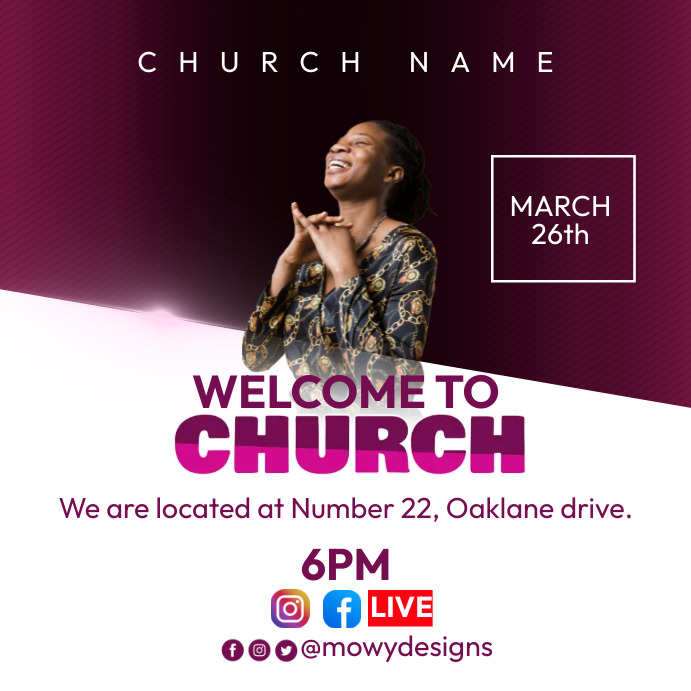 Church Invitation Instagram Post Template | PosterMyWall