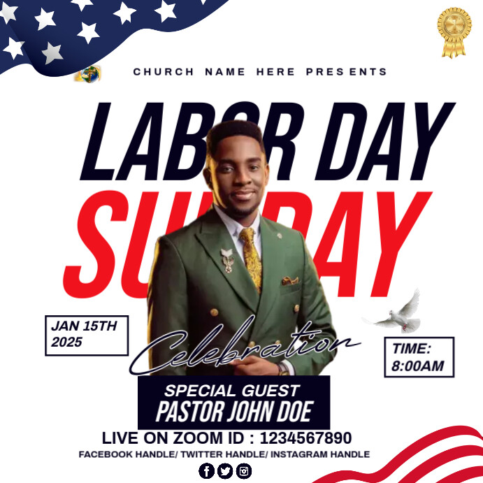 church labor day weekend worship service เทมเพลต | PosterMyWall