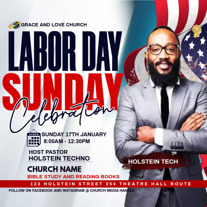 church labor day weekend worship service Template | PosterMyWall