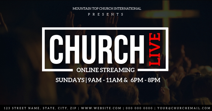 CHURCH LIVE ONLINE FROM AT HOME Template | PosterMyWall