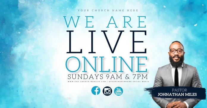 CHURCH LIVE ONLINE FROM AT HOME template | PosterMyWall