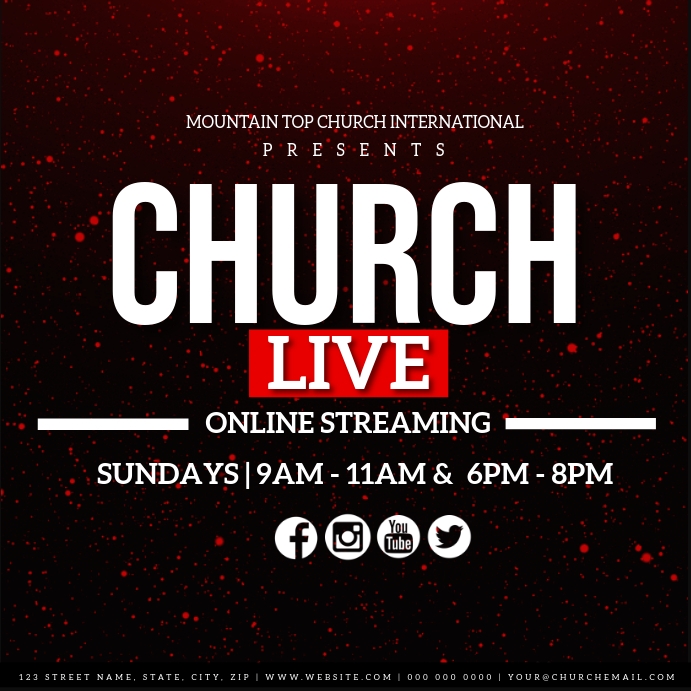 CHURCH LIVE ONLINE FROM AT HOME Template | PosterMyWall