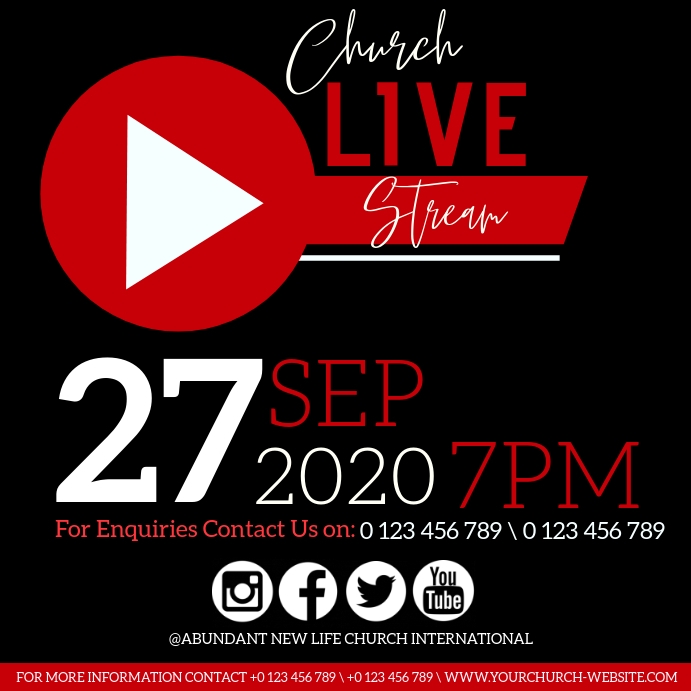 CHURCH LIVE ONLINE FROM AT HOME template | PosterMyWall
