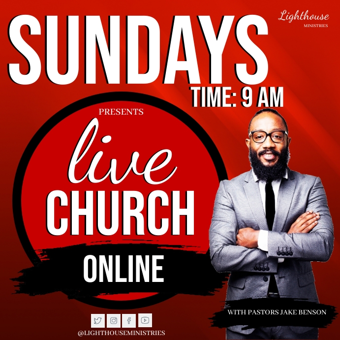 CHURCH LIVE ONLINE FROM AT HOME TEMPLATE | PosterMyWall