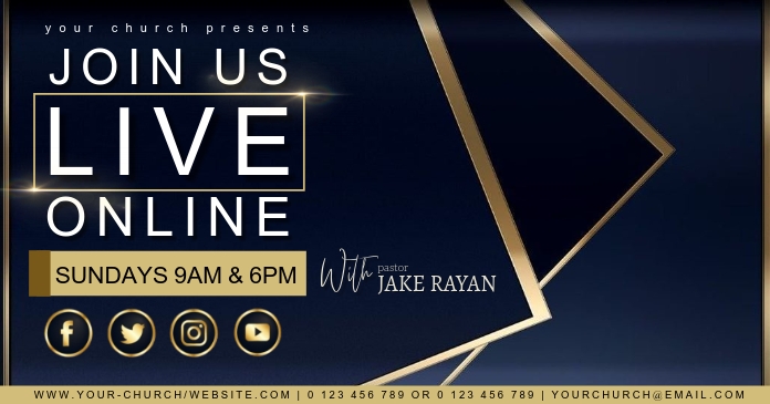 CHURCH LIVE ONLINE FROM AT HOME template | PosterMyWall