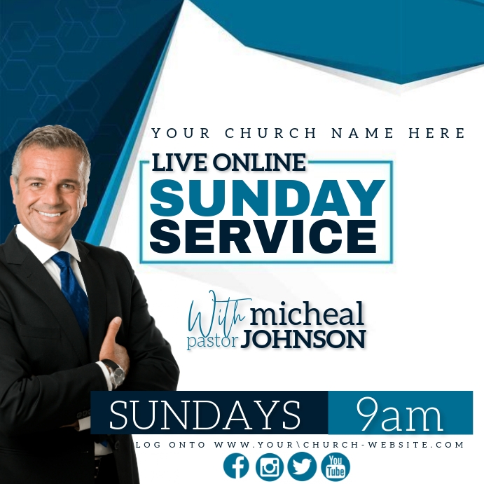 CHURCH LIVE ONLINE FROM HOME template | PosterMyWall