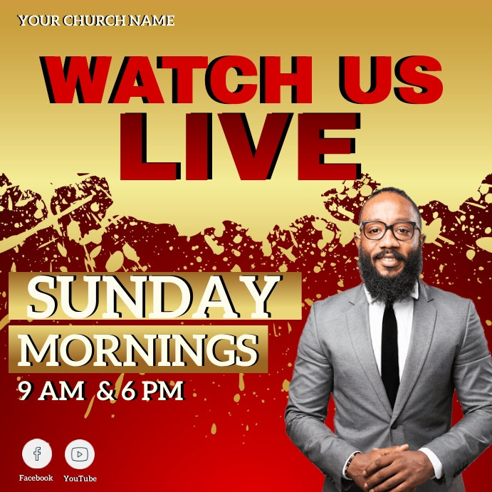 CHURCH LIVE ONLINE SERMON TEMPLATE | PosterMyWall