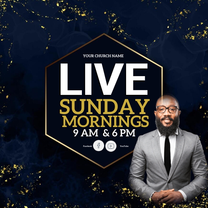 CHURCH LIVE ONLINE SERMON TEMPLATE | PosterMyWall