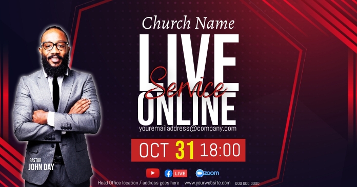 CHURCH LIVE ONLINE SERMON TEMPLATE | PosterMyWall