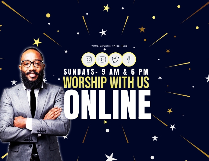 CHURCH LIVE ONLINE SERMON TEMPLATE | PosterMyWall