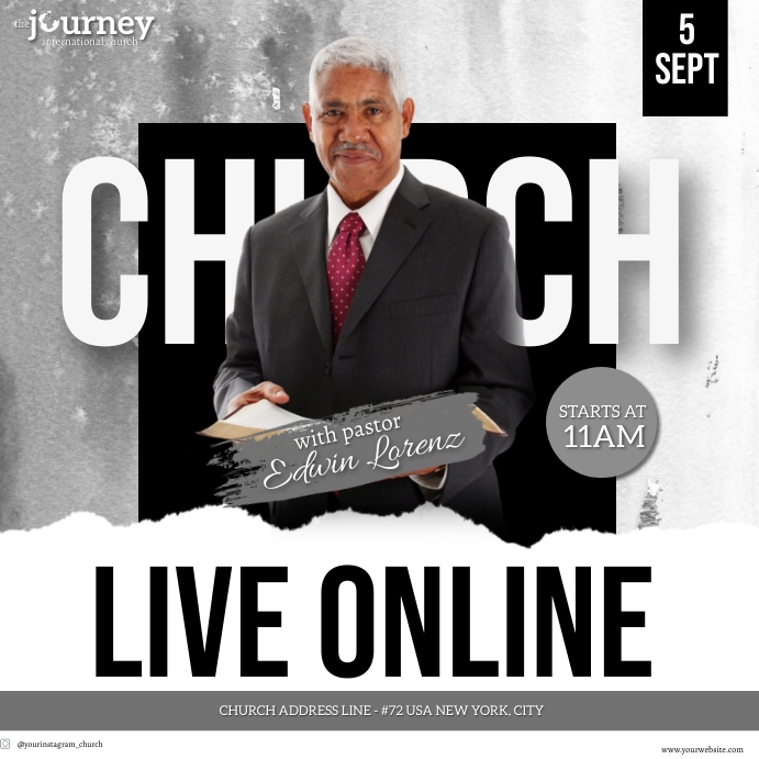 CHURCH LIVE ONLINE SERMON TEMPLATE | PosterMyWall