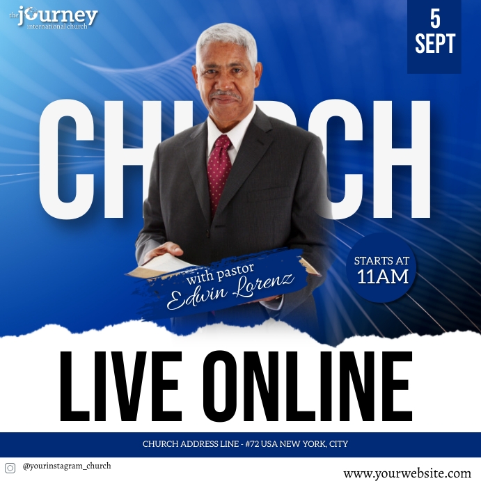 Plantilla de Sermón en Línea en Vivo de La Iglesia | PosterMyWall