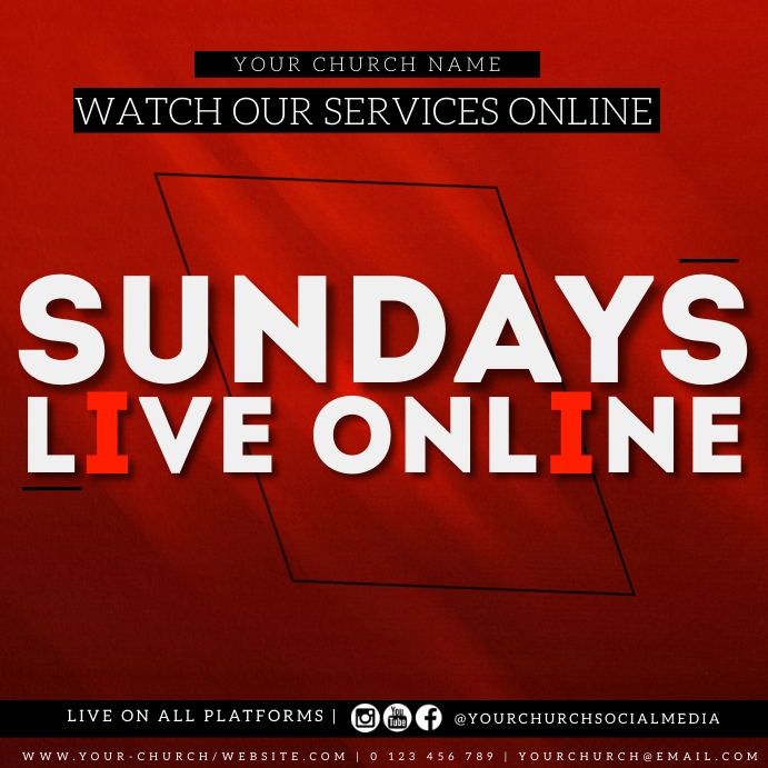 CHURCH LIVE ONLINE SERMON TEMPLATE | PosterMyWall