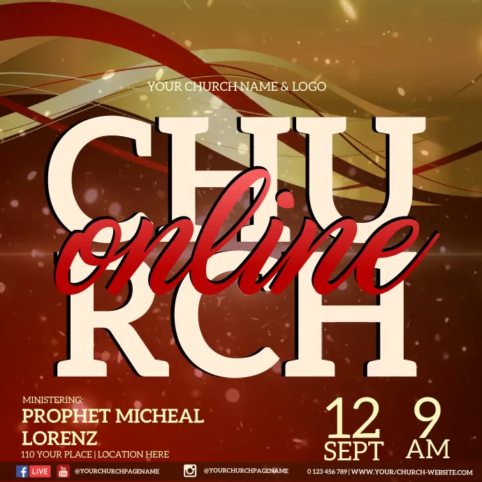 CHURCH LIVE ONLINE SERMON TEMPLATE | PosterMyWall