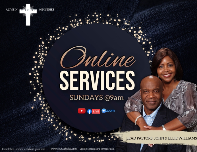 CHURCH LIVE ONLINE SERMON TEMPLATE | PosterMyWall