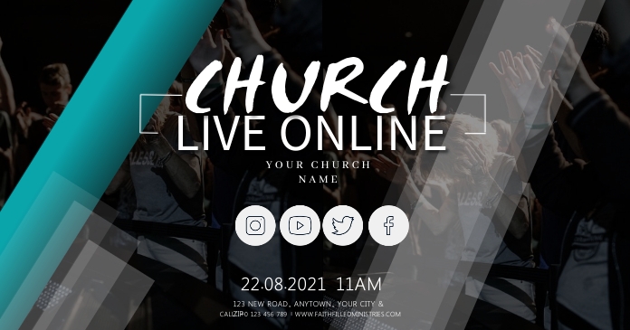 CHURCH LIVE ONLINE SERMON TEMPLATE | PosterMyWall