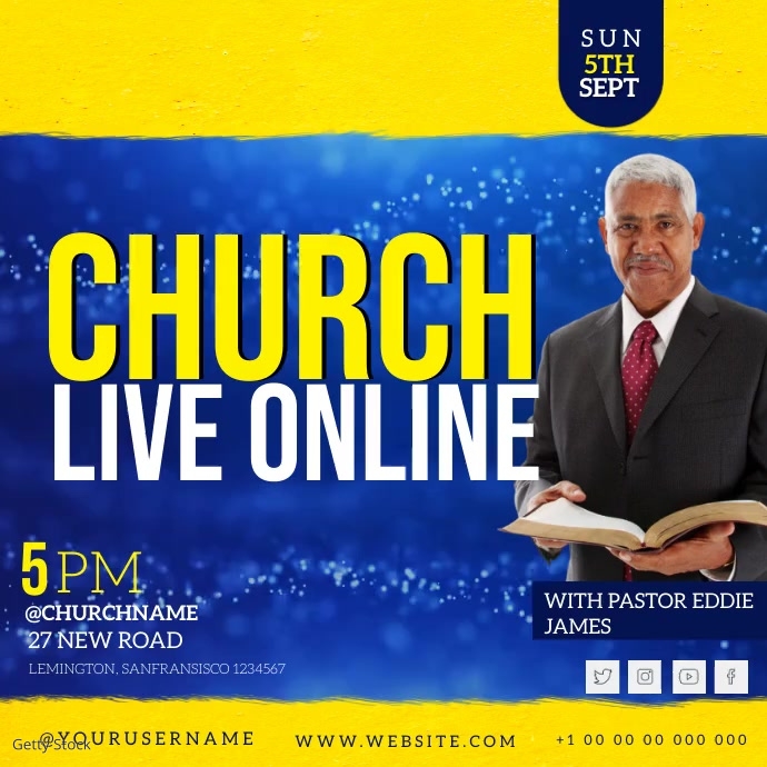 CHURCH LIVE ONLINE SERMON TEMPLATE | PosterMyWall
