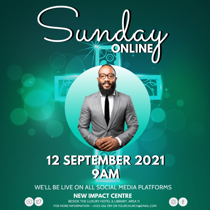 CHURCH LIVE ONLINE SERMON TEMPLATE | PosterMyWall