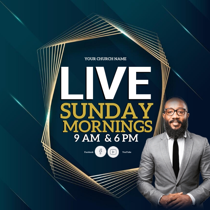 CHURCH LIVE ONLINE SERMON TEMPLATE | PosterMyWall