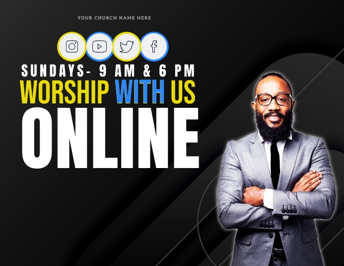 CHURCH LIVE ONLINE SERMON TEMPLATE | PosterMyWall