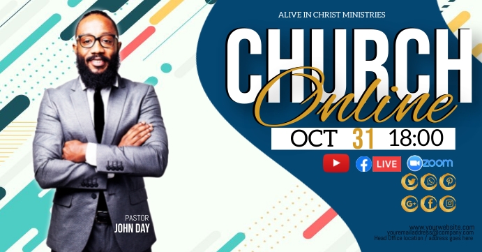 CHURCH LIVE ONLINE SERMON TEMPLATE | PosterMyWall