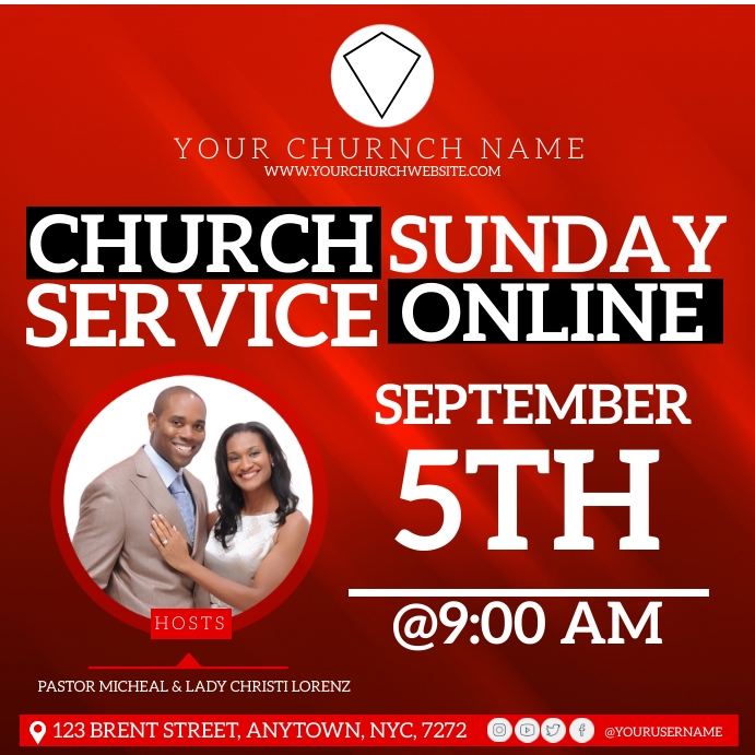 CHURCH LIVE ONLINE SERMON TEMPLATE | PosterMyWall