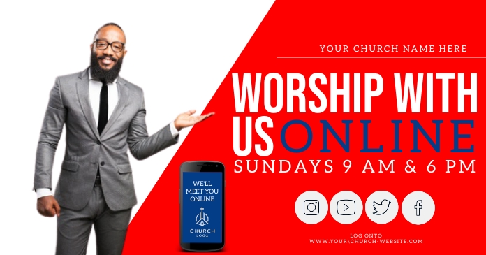 CHURCH LIVE ONLINE SERMON TEMPLATE | PosterMyWall
