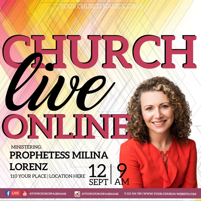 CHURCH LIVE ONLINE SERMON TEMPLATE | PosterMyWall
