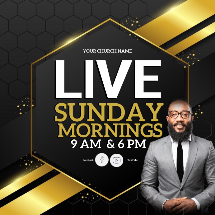 CHURCH LIVE ONLINE SERMON TEMPLATE | PosterMyWall