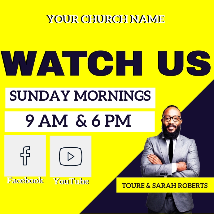 CHURCH LIVE ONLINE SERMON TEMPLATE | PosterMyWall