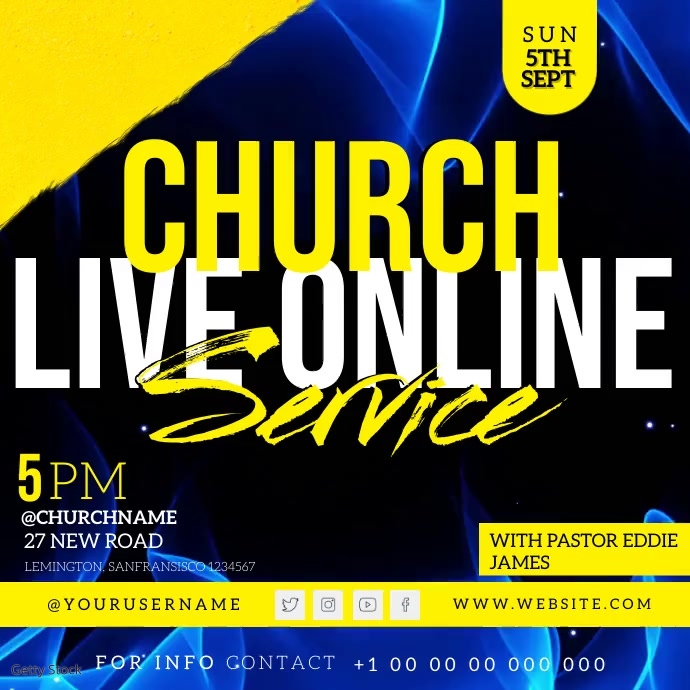 CHURCH LIVE ONLINE SERMON VIDEO TEMPLATE | PosterMyWall