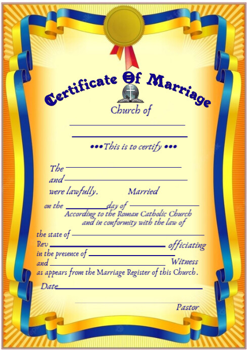Church marriage certificate template design | PosterMyWall