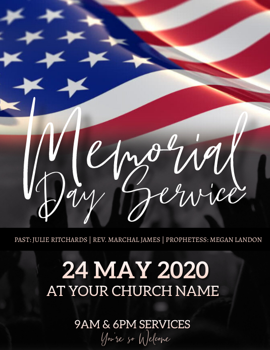 Church Memorial day service Flyer Template | PosterMyWall