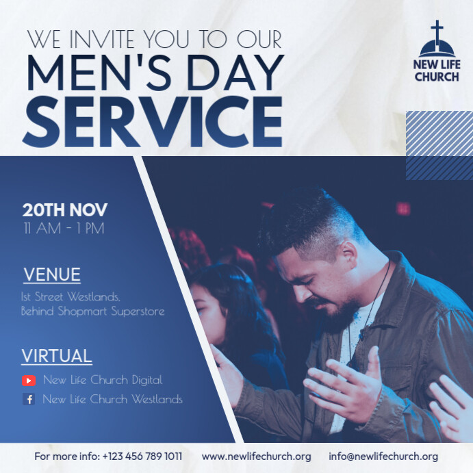 Church Men's Day Service flyer Template | PosterMyWall