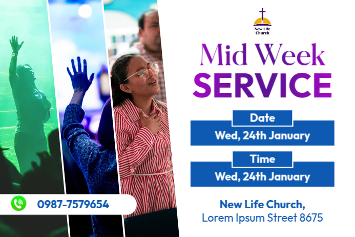 Church mid week service banner template | PosterMyWall