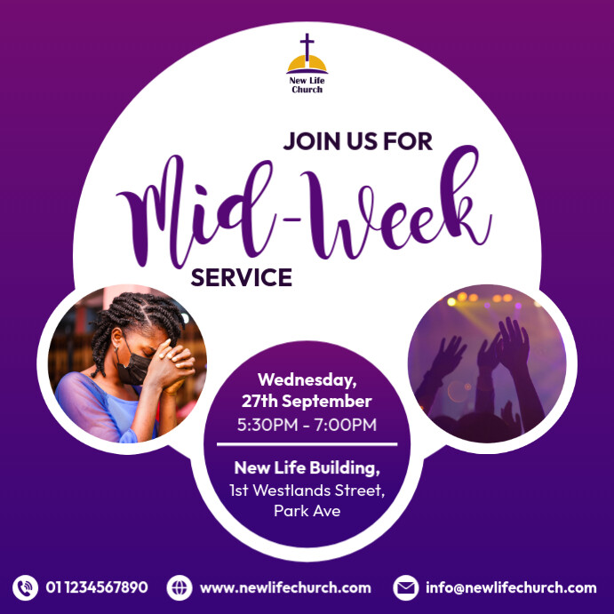 church mid-week service flyer Template | PosterMyWall