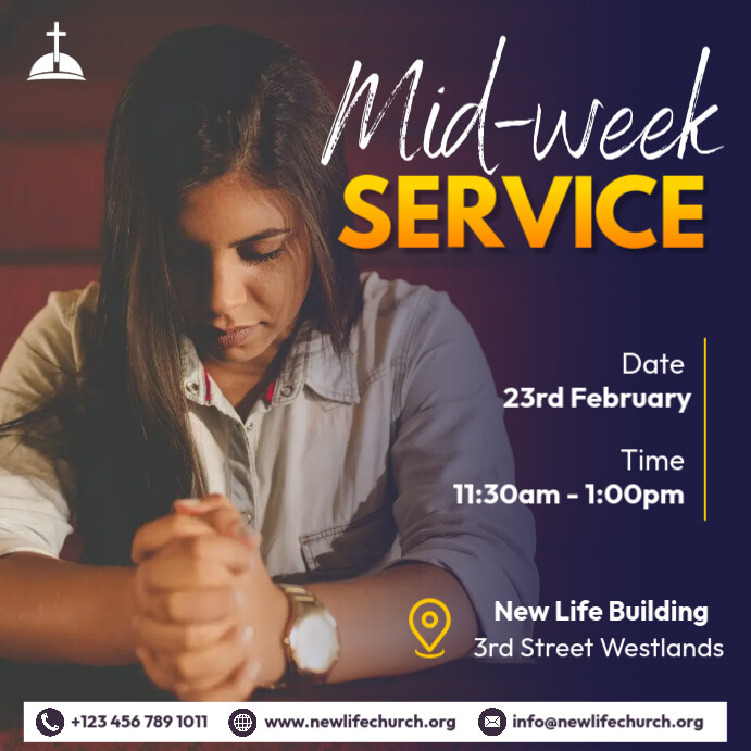 Church Midweek Service flyer design Template | PosterMyWall