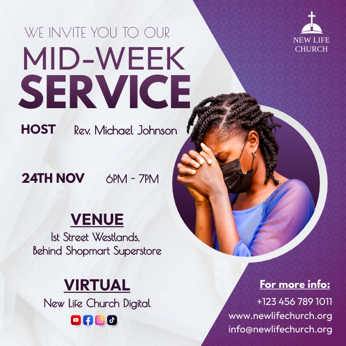 Church midweek Service Flyer Design Template | PosterMyWall