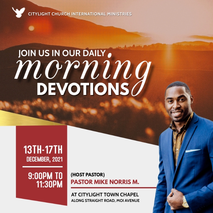church morning devotions flyer design Template | PosterMyWall