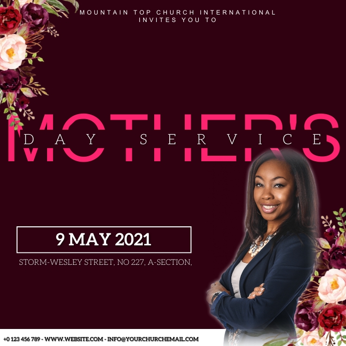 CHURCH mother's day SUNDAY SERVICE TEMPLATE | PosterMyWall