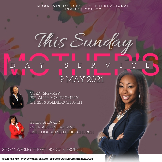CHURCH mother's day SUNDAY SERVICE TEMPLATE | PosterMyWall