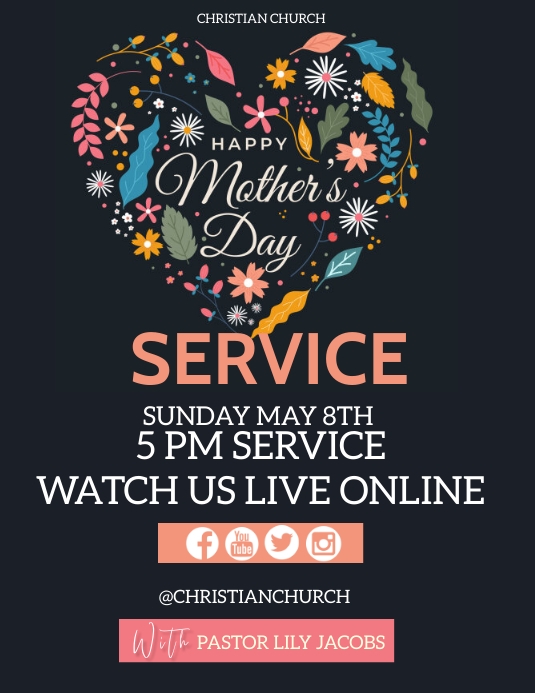 CHURCH mother's day SUNDAY SERVICE TEMPLATE | PosterMyWall