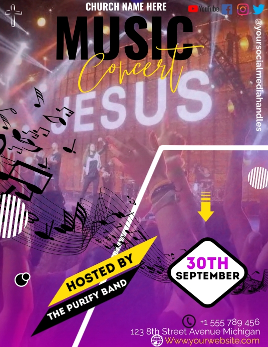 CHURCH MUSIC CONCERT FLYER TEMPLATE | PosterMyWall