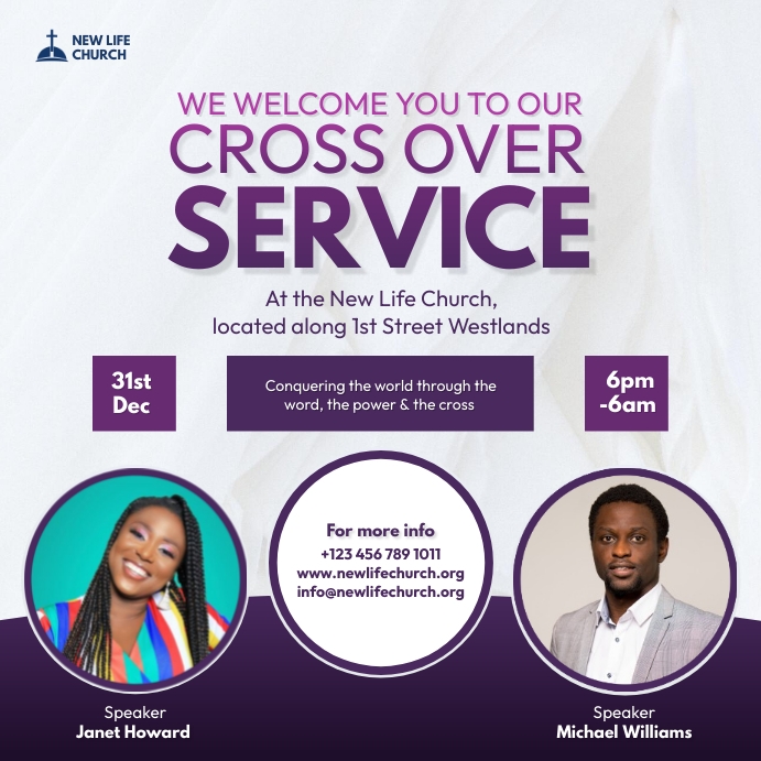 Church new year cross over service Template | PosterMyWall